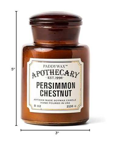 Paddywax Apothecary Artisan Hand-Poured Scented Candle, 8-Ounce, Persimmon Chestnut