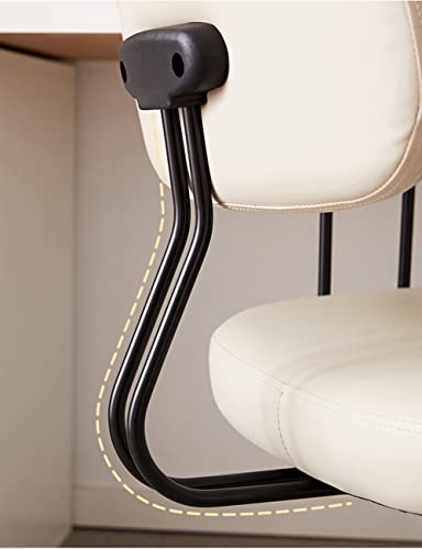 EviKoo Rotating PU Leather Office Chair, Adjustable Height Small Low Back Elegant Task Chair, Home Computer Chair, Armless Desk Chair Desk Chairs (Size : Armless, Color : White_29.9-32.3IN)