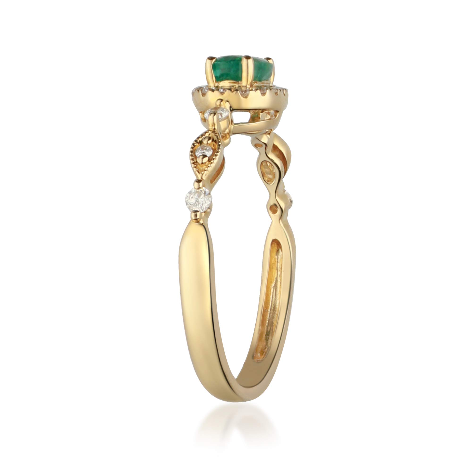 Gin & Grace 14K Yellow Gold Natural Zambian Emerald Ring with Natural Diamonds for Women | Ethically, authentically & organically sourced Oval-Cut Emerald Jewelry for her | Emerald Ring for Women