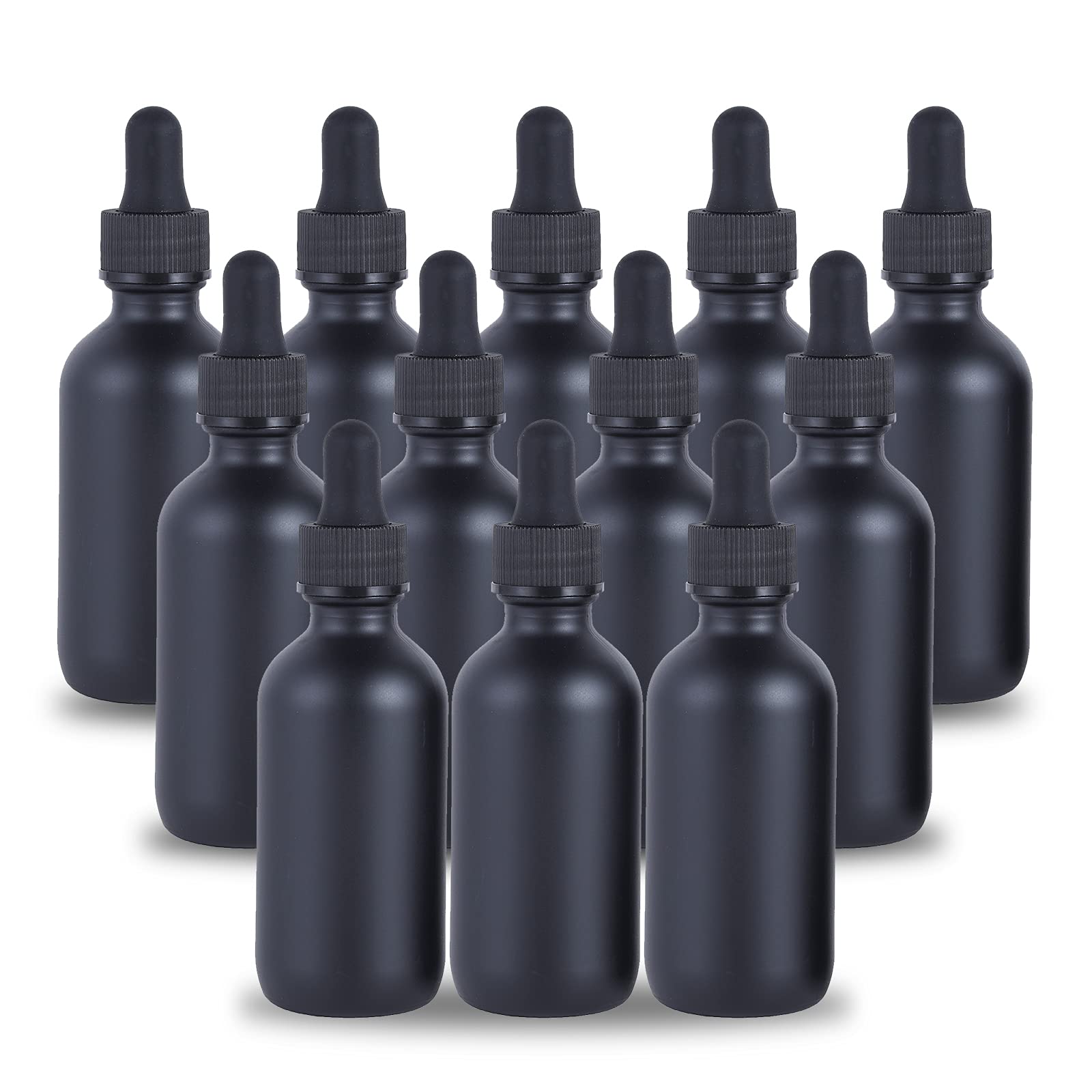 YONKAN 1 oz Dropper Bottle 12 Pack Black Glass Boston Bottles 30ml with Eye Droppers Black Caps for Essential Oils, Perfume, Leak Proof Travel Bottles for Liquids