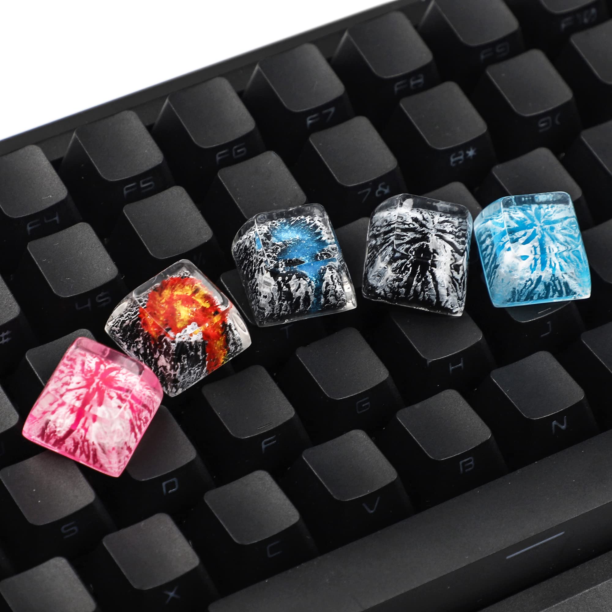 Mechkeeb Handcraft Artisan Keycap Iceberg Volcano Snow Sakura Mountain Resin Mountain Shine Through Keycaps for Cherry MX Mechanical Gaming Keyboard (Iceberg 1 PCS)