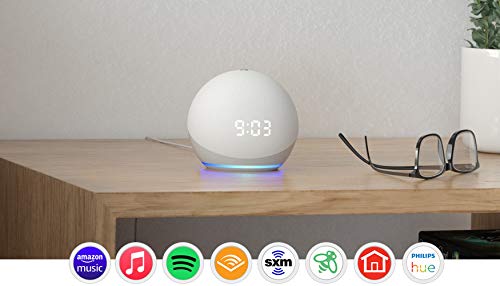 Echo Dot (4th Gen) | Smart speaker with clock and Alexa | Glacier White with Wyze Color bulb