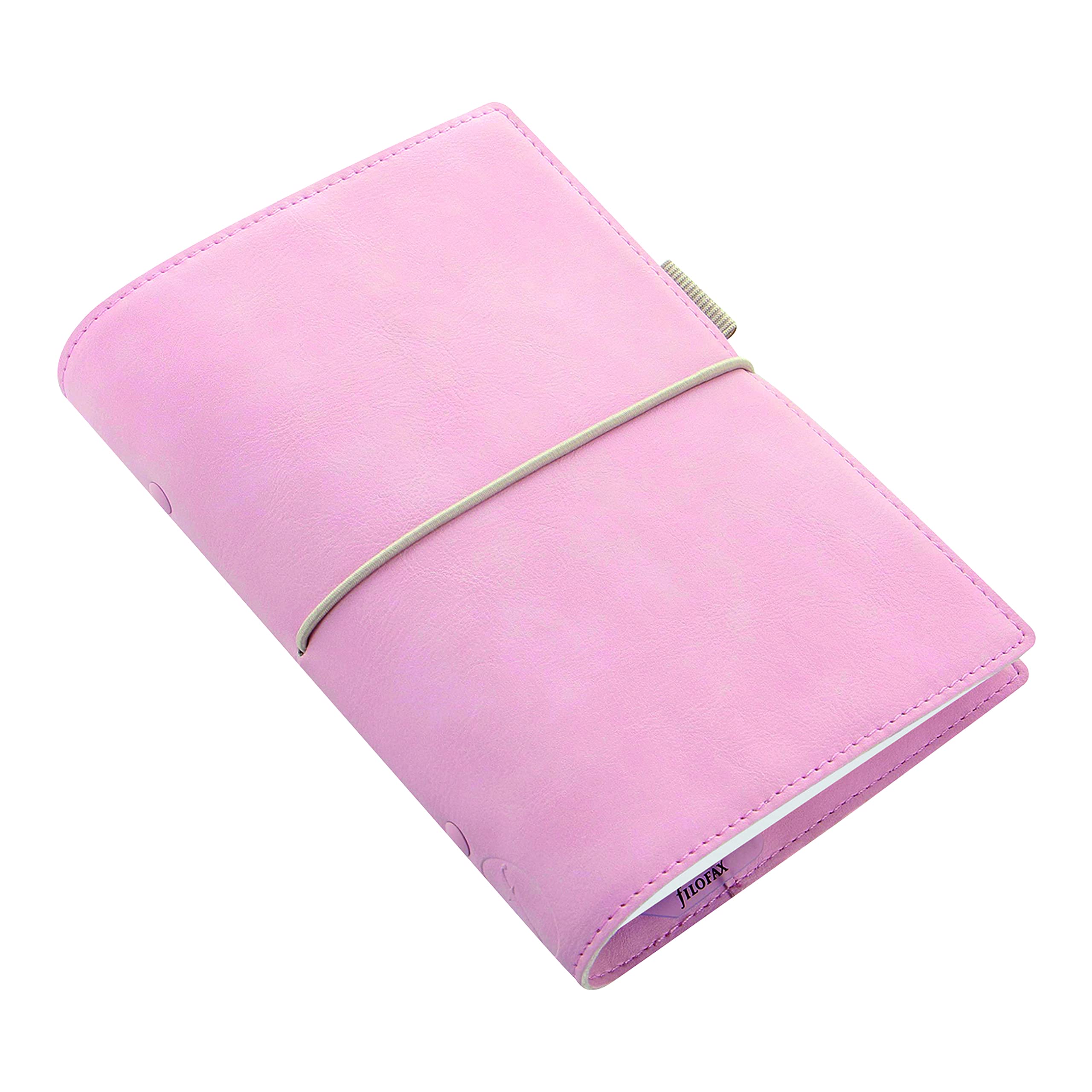 Filofax Domino Soft Organizer, Personal Size, Pale Pink - Leather-Look, Soft Tactile Cover, Six Rings, Week-to-View Calendar Diary, Multilingual, 2022 (C022577-22)