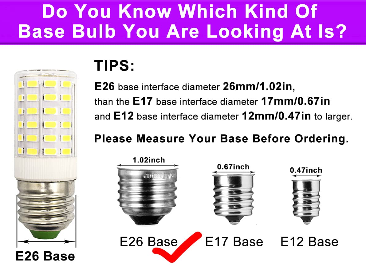 Haidecnc Refrigerator Light Bulb 7W LED E26 Equivalent 100W A15 Fridge Freezer Appliance Home Lighting E26 Edison Halogen, Cool White 6500K 100V-265V Super Bright Corn Lamp, Pack of 2 2T5766C-WE26