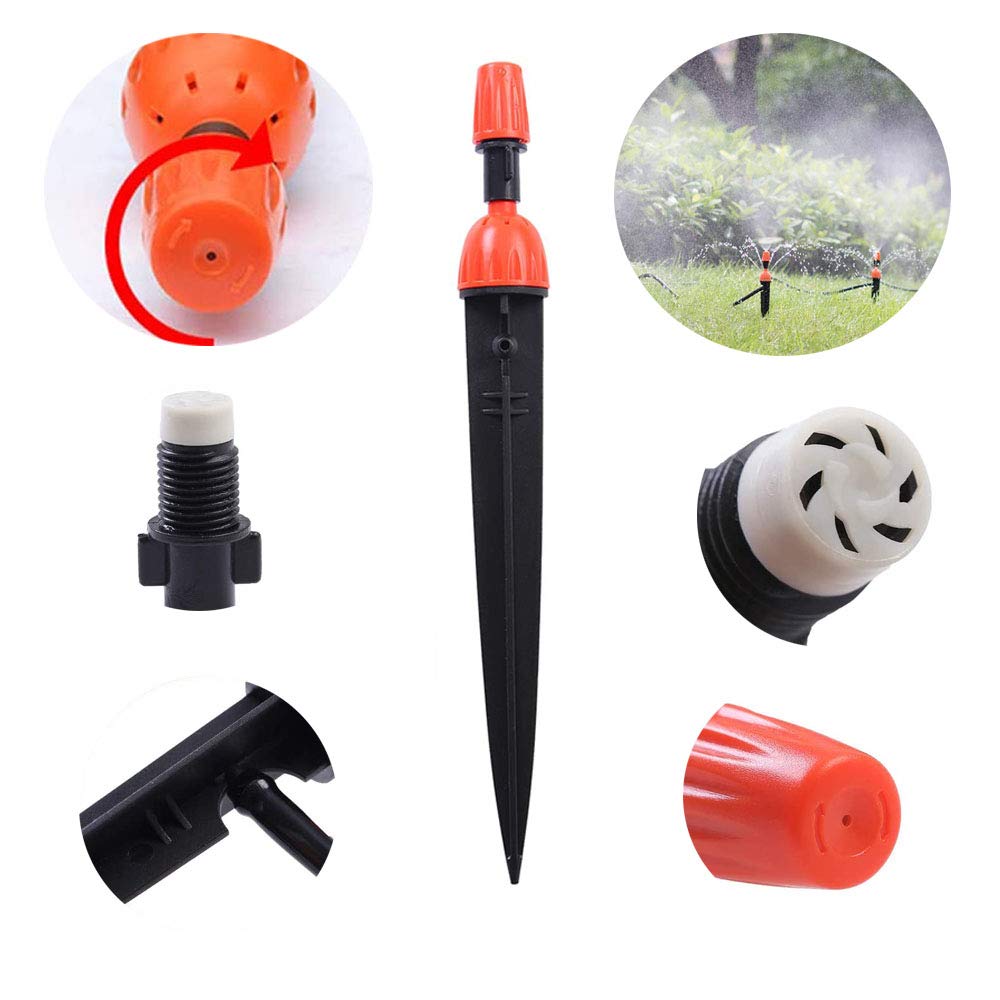 FOLUXING Drip Irrigation Emitters Spray, 2 in1 Adjustable 360 Degree Water Flow Irrigation Drippers, for Drip Watering System, 20Pcs