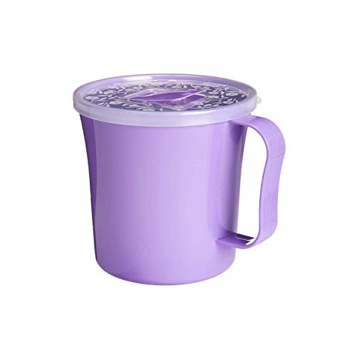 Zilpoo 6 Pack - Soup Mug with Vented Lid and Handle 20 Ounce | Plastic Microwaveable Oatmeal Cereal Cup with Cover | Microwave Safe Lidded Bowl