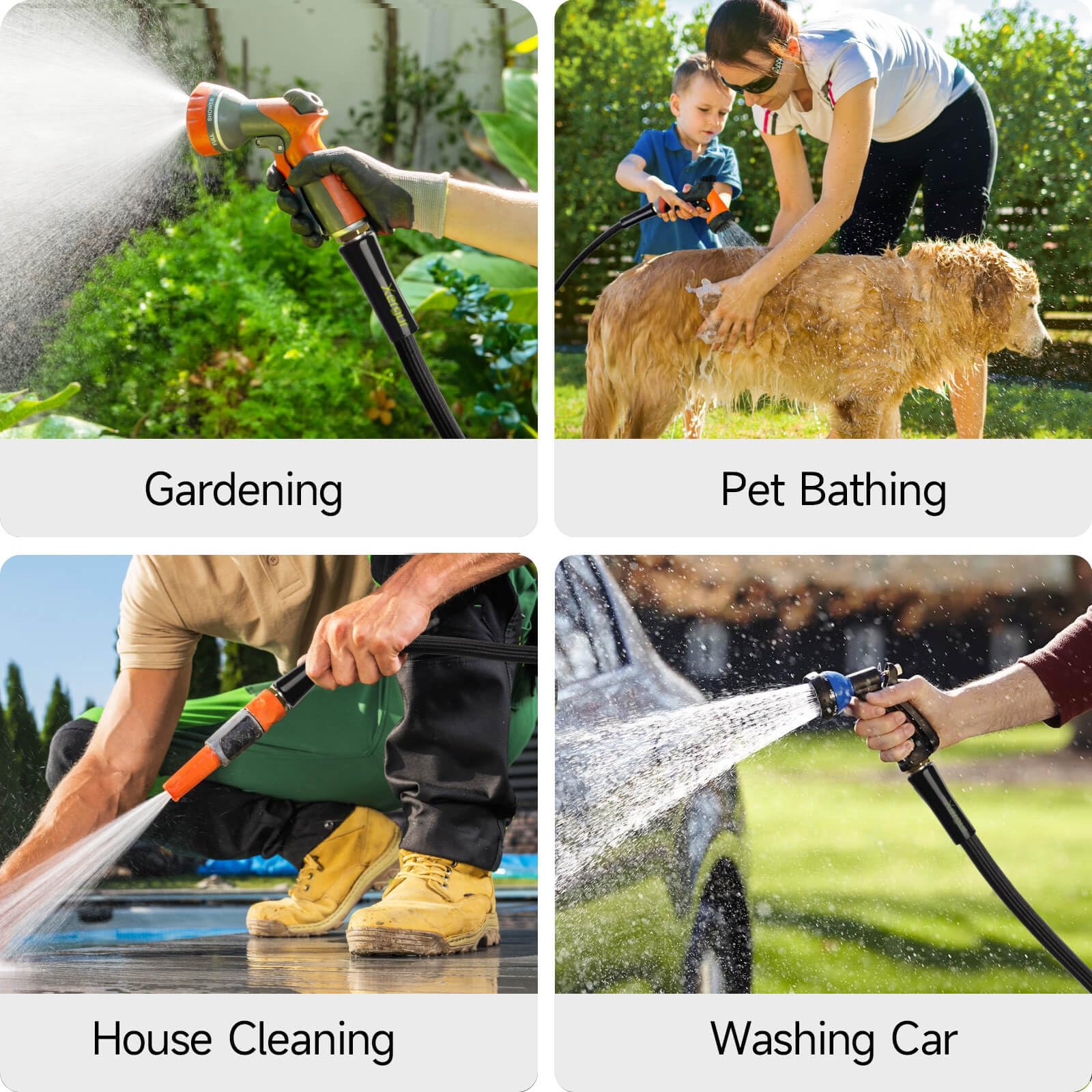 Lightweight Garden Hose, 2024 Flexible Garden Water Hose, Portable Patio Hose with Solid Brass Fittings and Double Latex Core for Pet Washing, 25FT