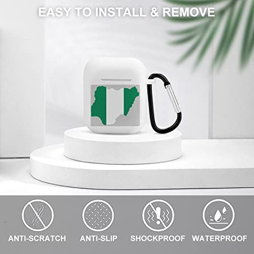 Nigeria Flag Map Silicone AirPods Case Protective Cover Compatible with AirPods 2 & 1 with Keychain