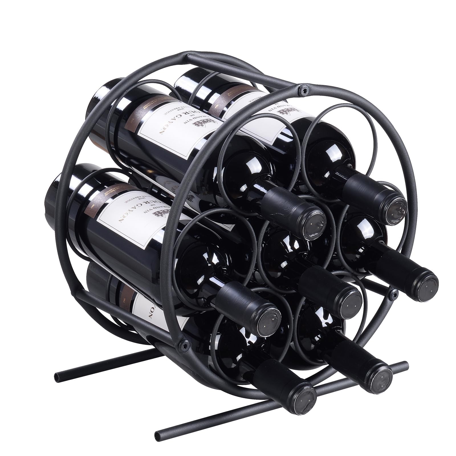 GOSSI 3- Tier Home Wine Bar Restaurant Hotel for Wine Lovers Wine Rack Standing Floor Cabinets Wine Bottle Holders Stands - Black 7 Bottle Metal Stand Christmas Decorations(23035)