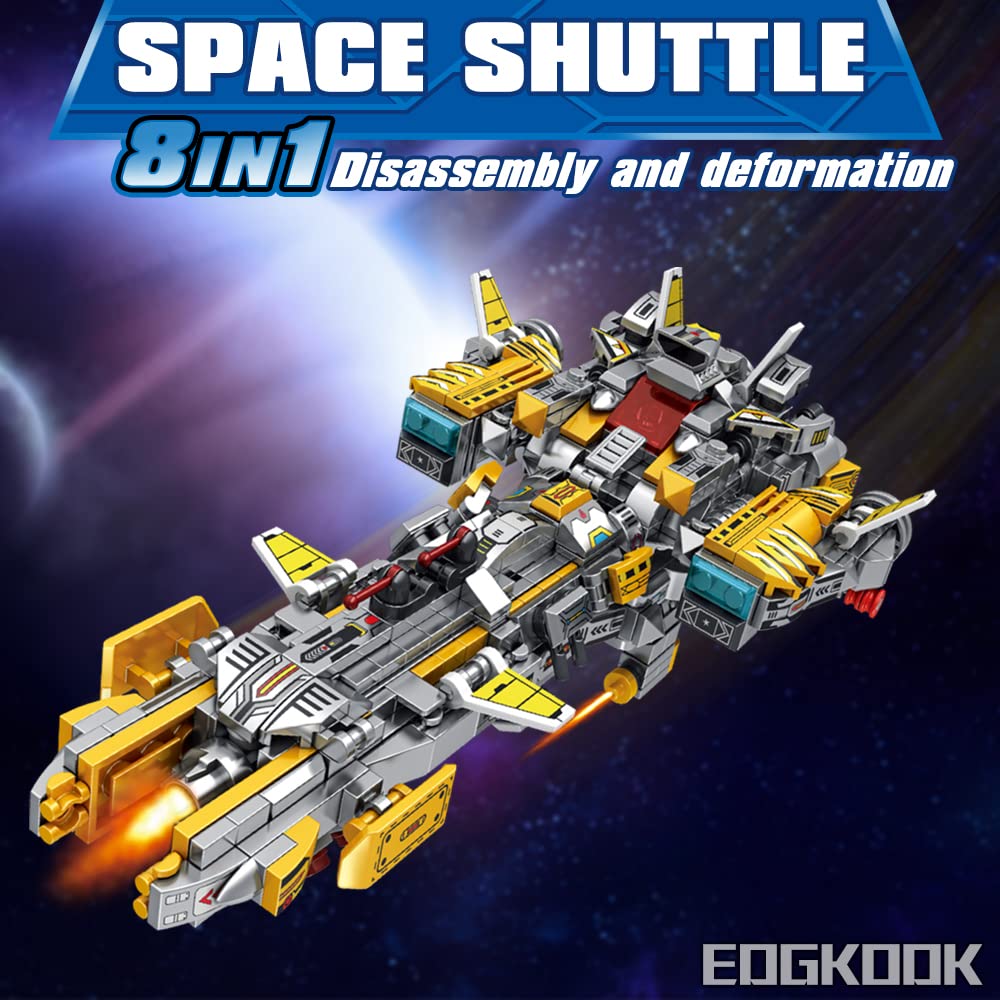 EDGKODK Star Space Battleship Building Toys for Boys Aged 7-12, 8-in-1 Outer Space Warship Building Sets, 829 Pieces