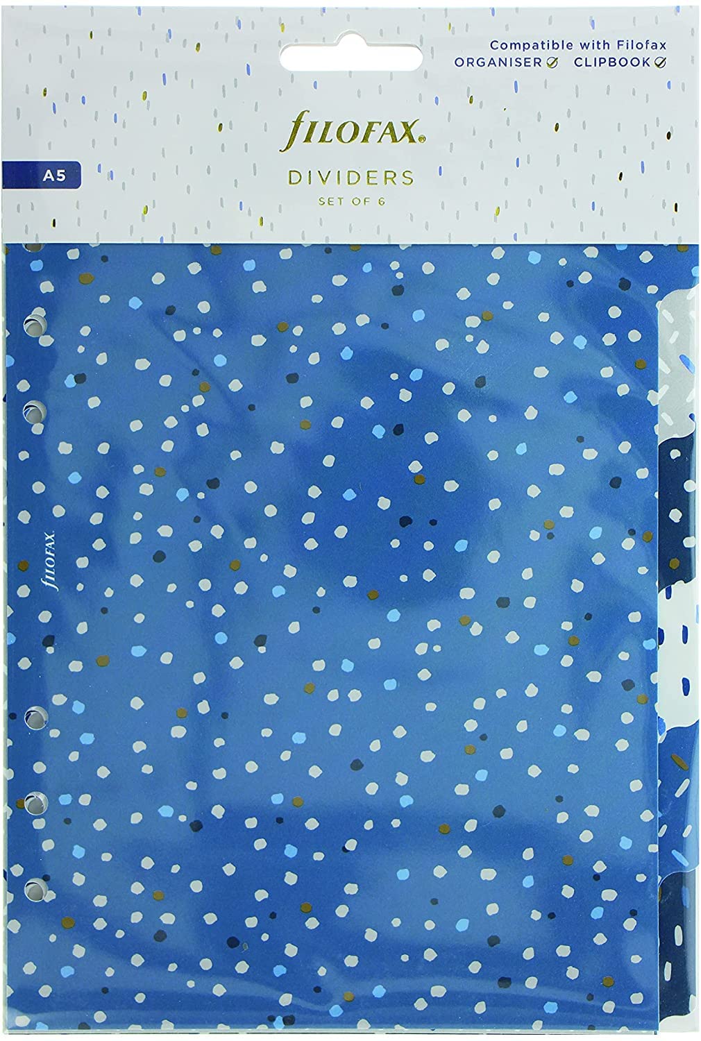 Filofax Organizer Accessory, A5 Size, Indigo Collection, Dividers with Tabs, Set of Six (B132760)