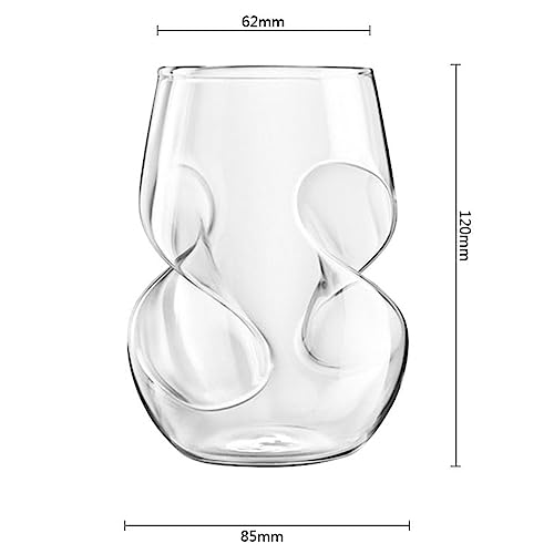 Glassware Stemless Wine Glasses, Clear Glass with Finger Indentations, Naturally Aerates Wine, Unique and Elegant Drinkware, 16.6 oz(430ml Capacity, Set of 2