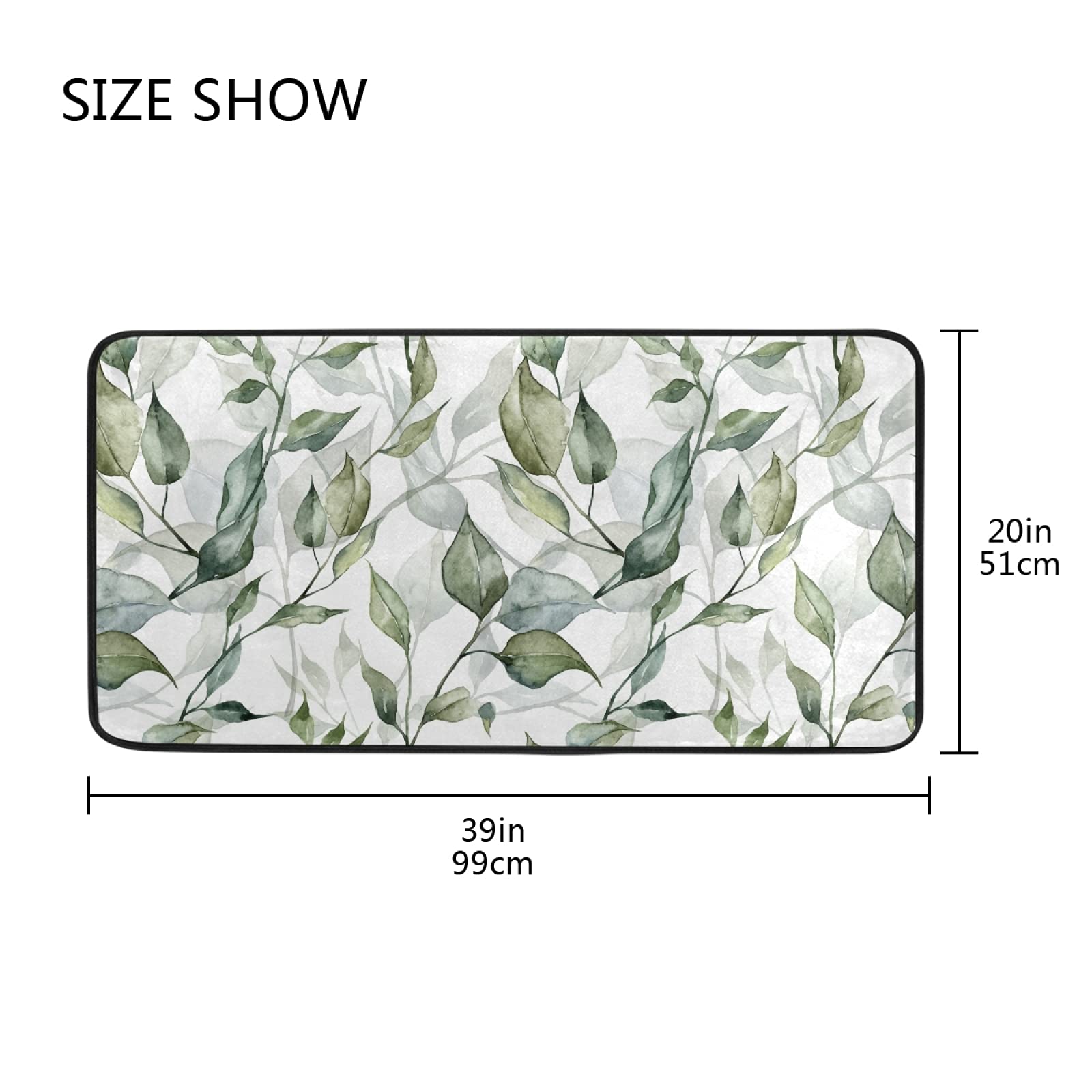 Green Leaves Tropical Plants Kitchen Rugs Floor Mat Anti Fatigue Kitchen Mats Non Skid Washable Bath Rug Runner Doormats Carpet Sink Mat Home Decor 39 X 20 inch