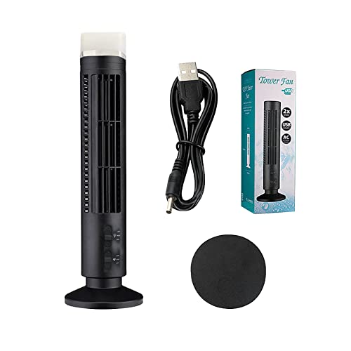 Ongmies Tower Fan Cooling Standing Fan for Bedroom Home, Personal Portable Mini Small USB Fans, Electric Quiet Bladeless Desk Table Fan, Vertical Air Conditioner, 2 Mode Air Cooler (Black)