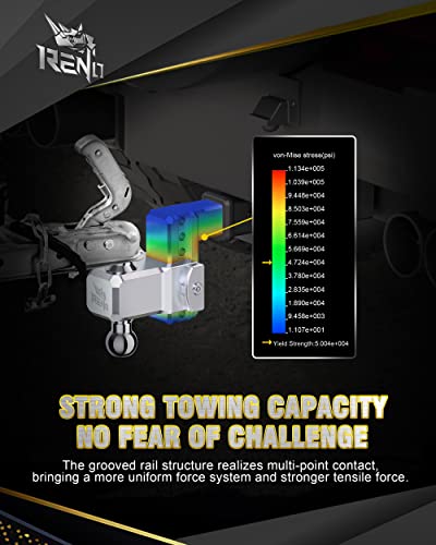 RENO Adjustable Trailer Hitch, Aluminum Dual-Balls with 2 Inch and 2-5/16 Inch, 4" Rise/Drop Hitch Ball Mount for 2" Receiver - 12,500 lbs Towing Capacity