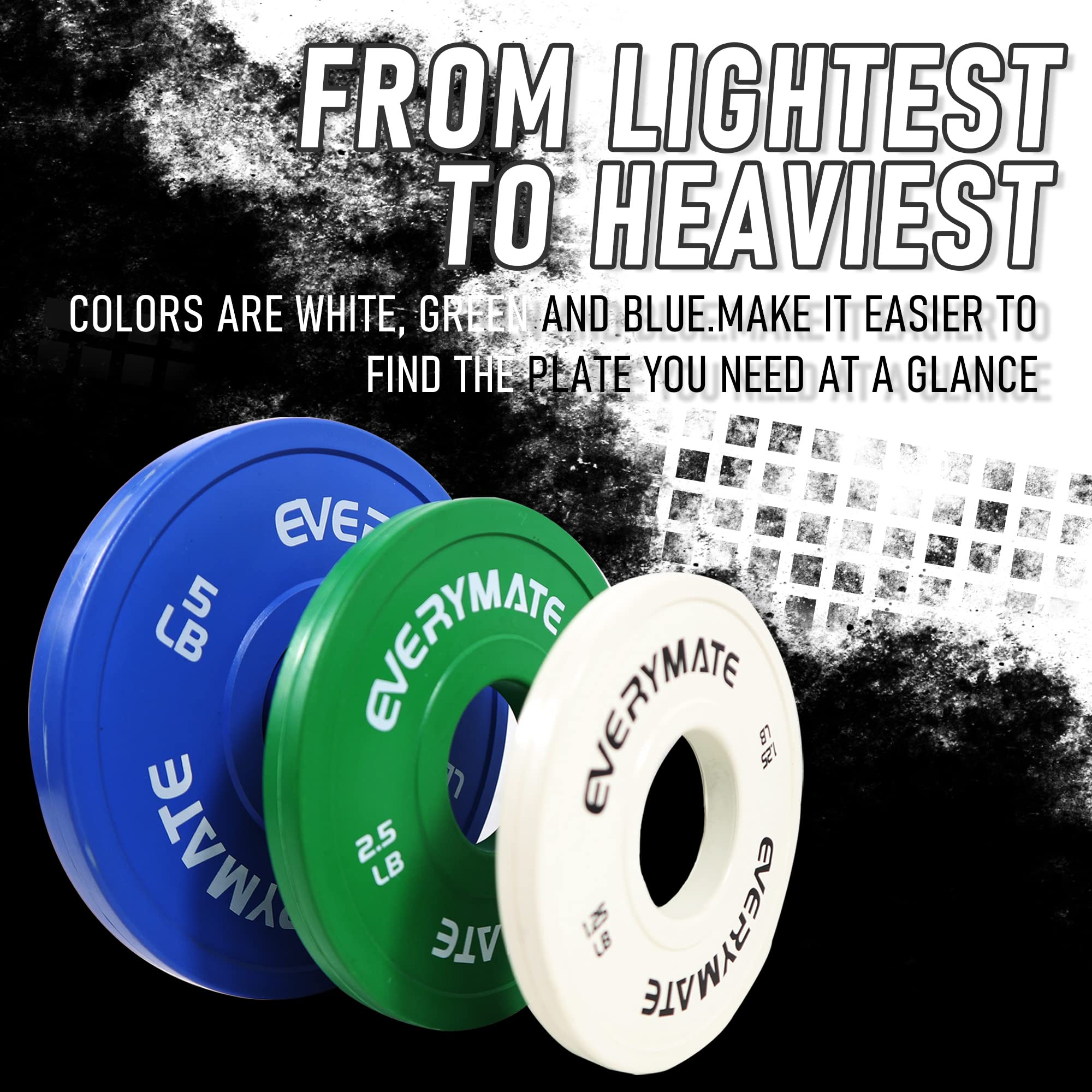 EVERYMATE Change Weight Plates 2.5LB Fractional Plate Olympic Bumper Plates for Cross Training and Olympic Weightlifting, 2.5LB Weights Plates Set