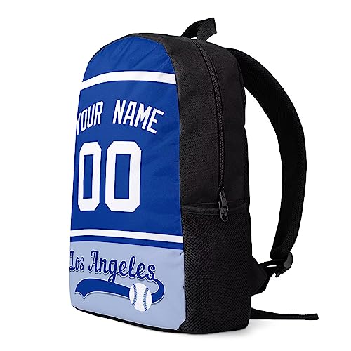 Los Angeles Custom Backpack High Capacity,Laptop Bag Travel Bag,Add Personalized Name And Number,Gifts For Baseball Fans