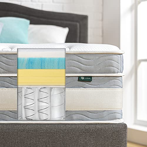 ZINUS 14 Inch Green Tea Cooling Gel Memory Foam Hybrid Mattress, California King, Pocket Innersprings for Motion Isolation, Mattress in A Box