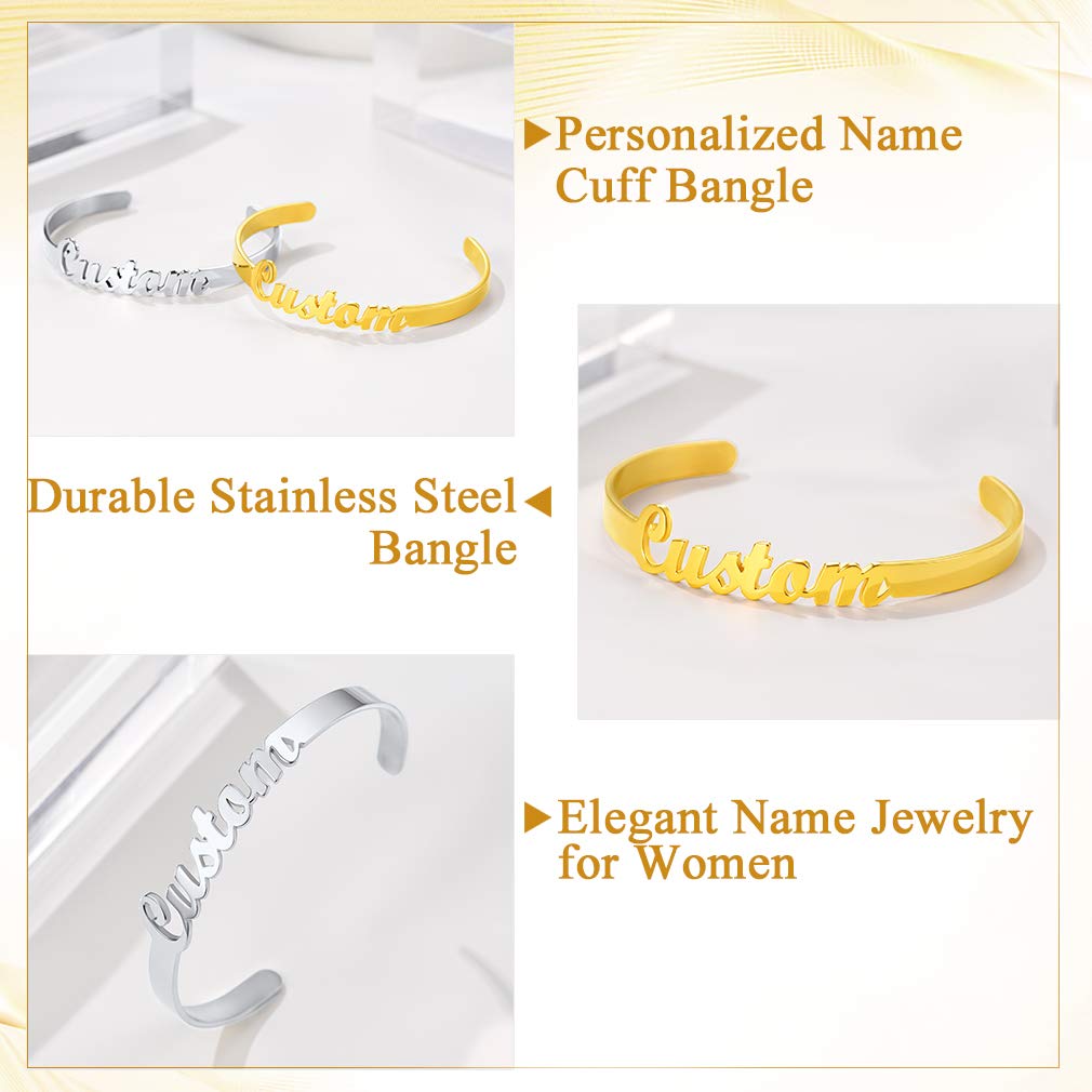 Engravable Cuff Bracelets for Women Custom Made Open Cuff Bangle Bracelet with Name Engraved Personalized Memorial Jewelry