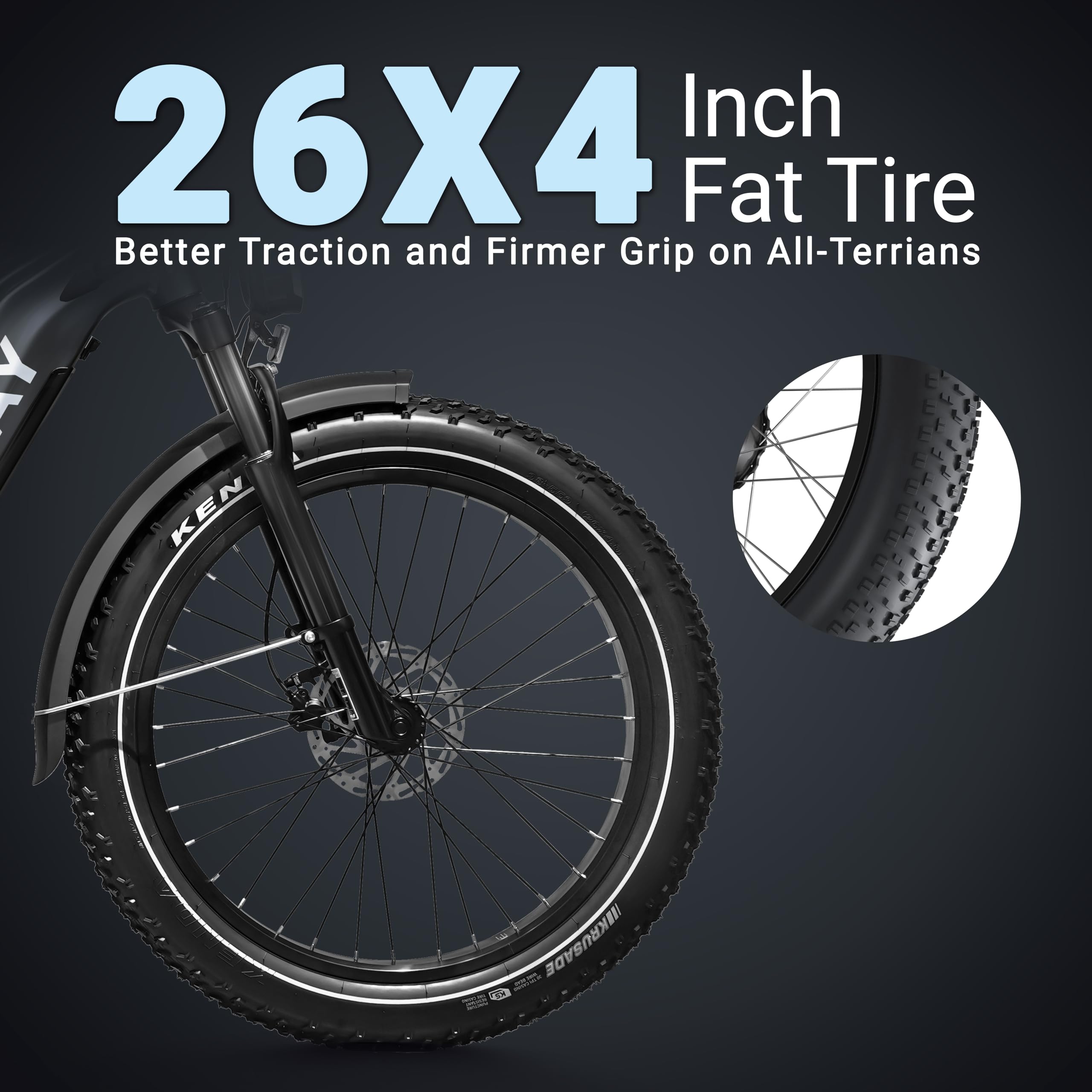 Himiway Zebra D5 26"x4" Fat Tire Electric Bike, 80Miles Long Range 48V 20Ah Battery 750W Ebike, 400LBS Payload, 25MPH, 7 Speed