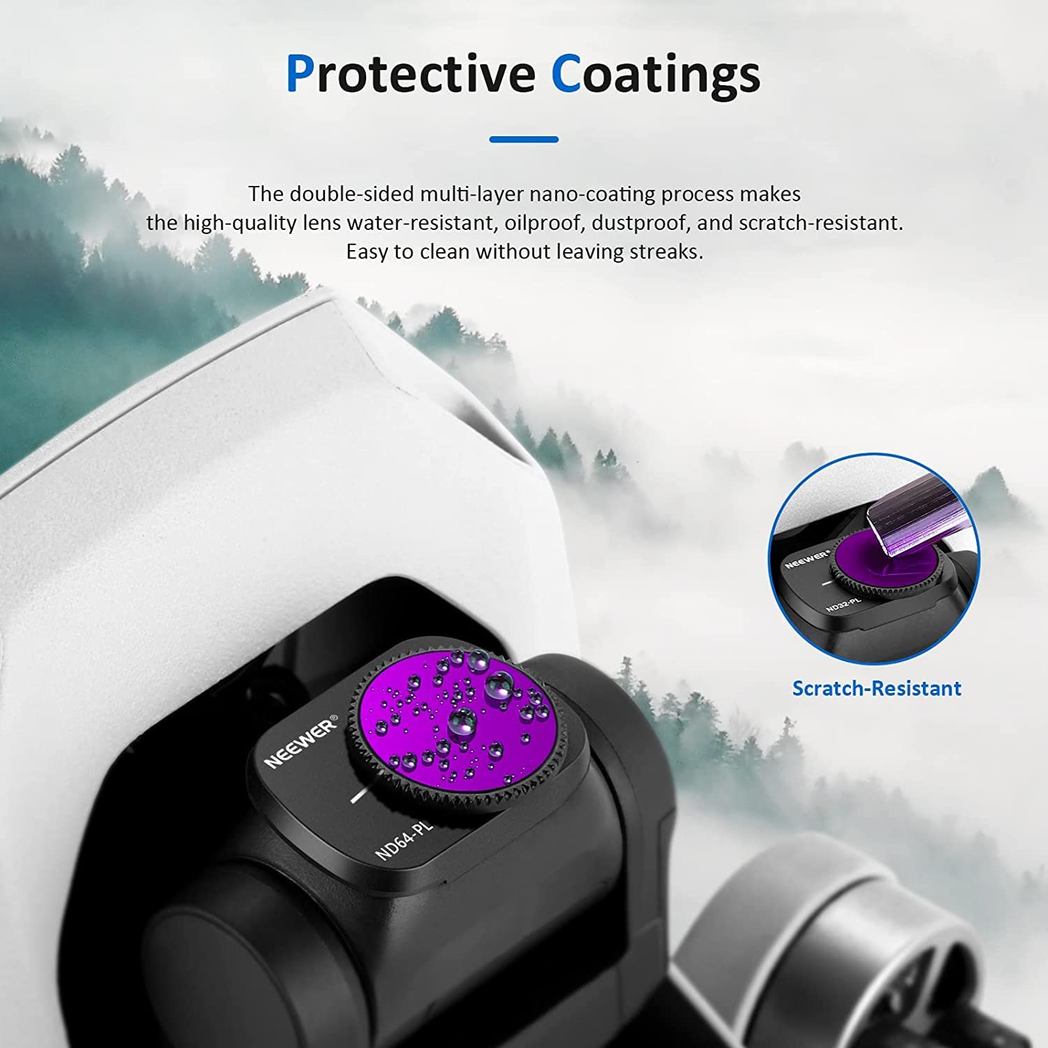NEEWER ND Filter Set Compatible with DJI Mavic Mini/Mini 2/Mini SE/Mini 2SE Accessories, 5 Pack Polarizer ND Filters Include ND4PL ND8PL ND16PL ND32PL ND64PL