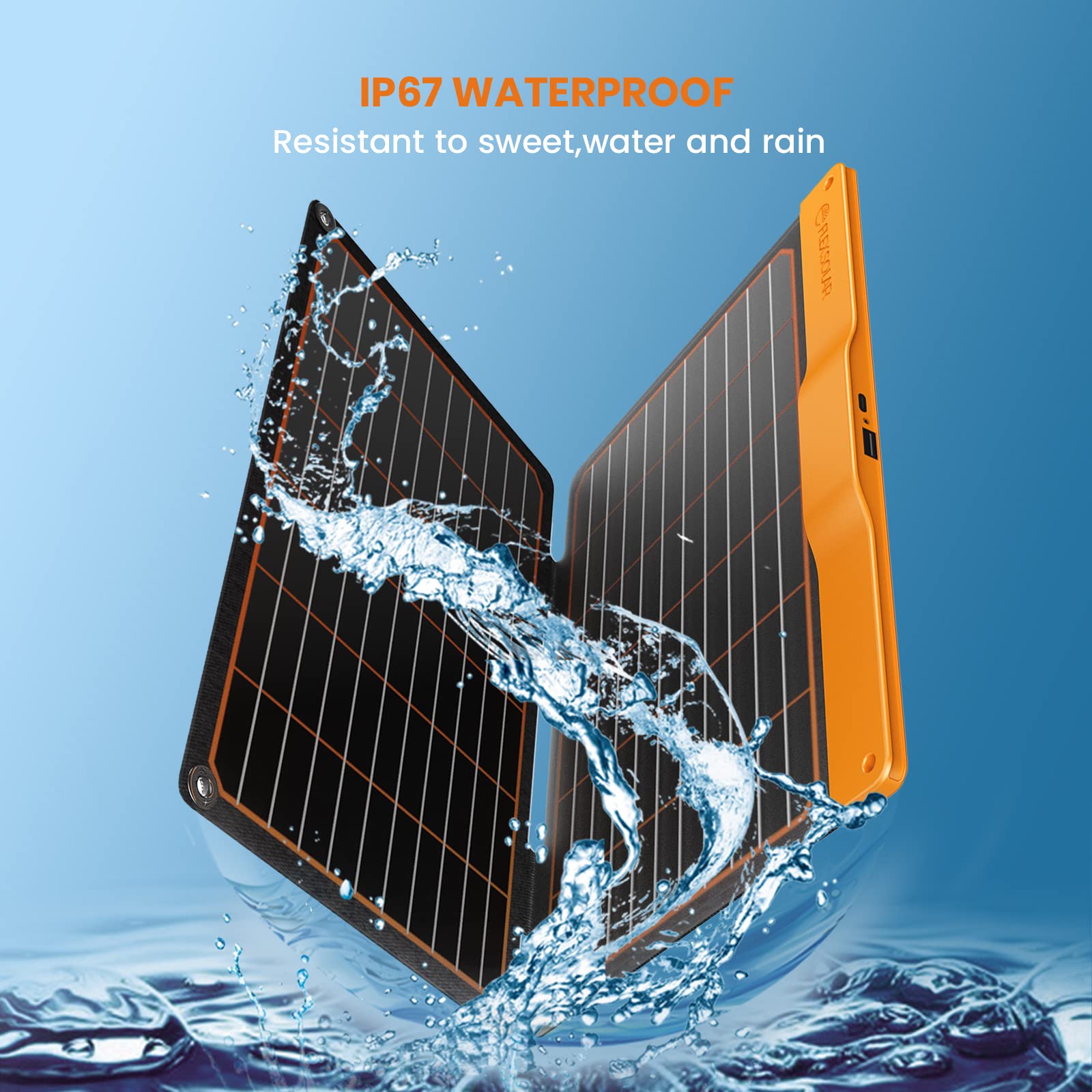 FlexSolar 20W Portable Solar Panel, High-Efficiency Monocrystalline PV Module Power Charger with Dual USB Ports for Phones, Tablets, Power Bank, Camera and Other Off-Grid Applications