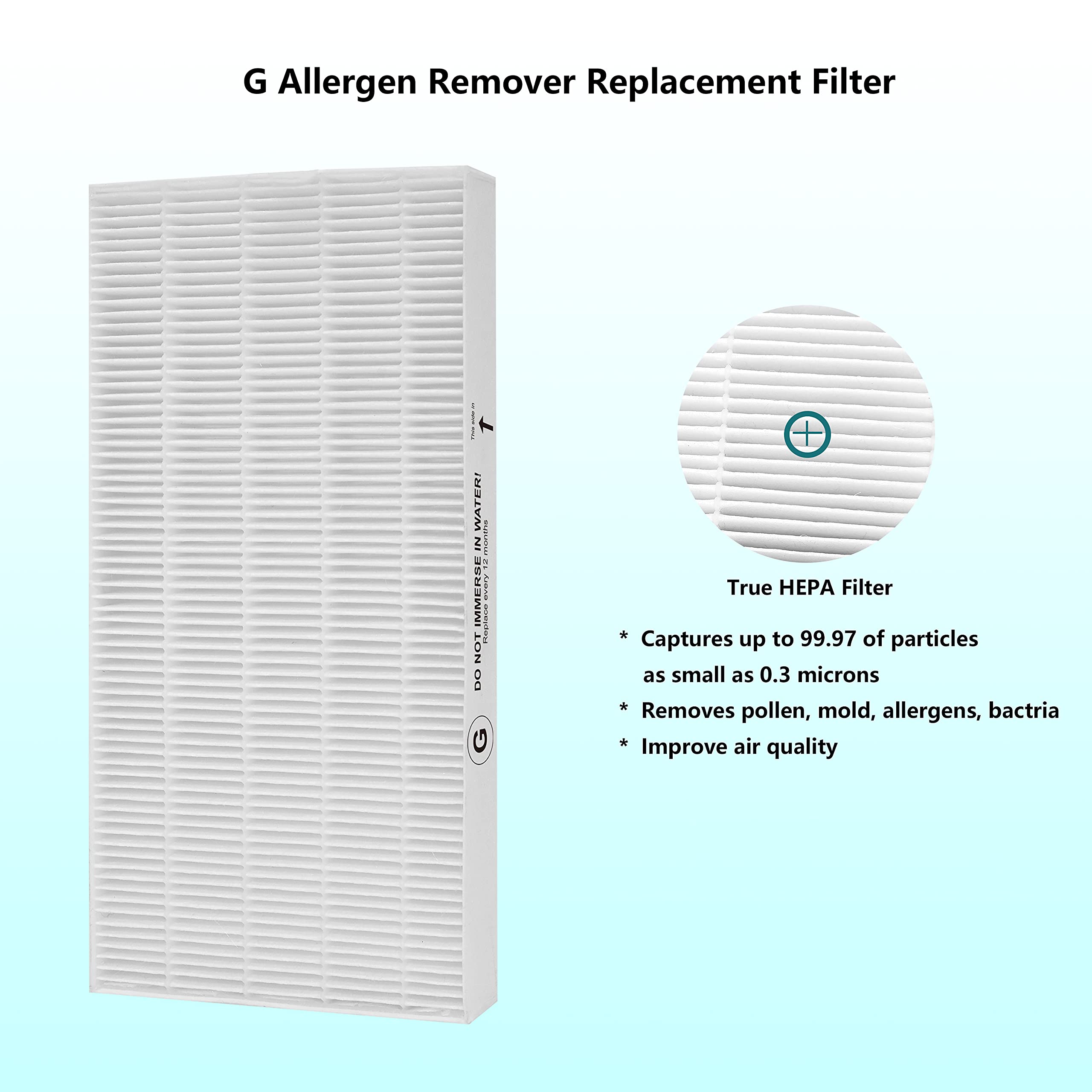 Lhari HRF-G1 True HEPA Replacement Filter, Compatible with Honeywell HPA020 HPA020B, HAP030 HPA030B and HPEAClean HPA108B HPA075B Air Purifier, Part Number HRF-G1 HRF-G2, 2-Pack
