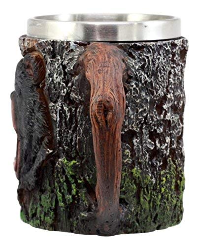 Ebros Gift Nature Wildlife Roaring Black Bear Mug With Rustic Tree Bark Design 12oz Drink Beer Stein Tankard Coffee Cup