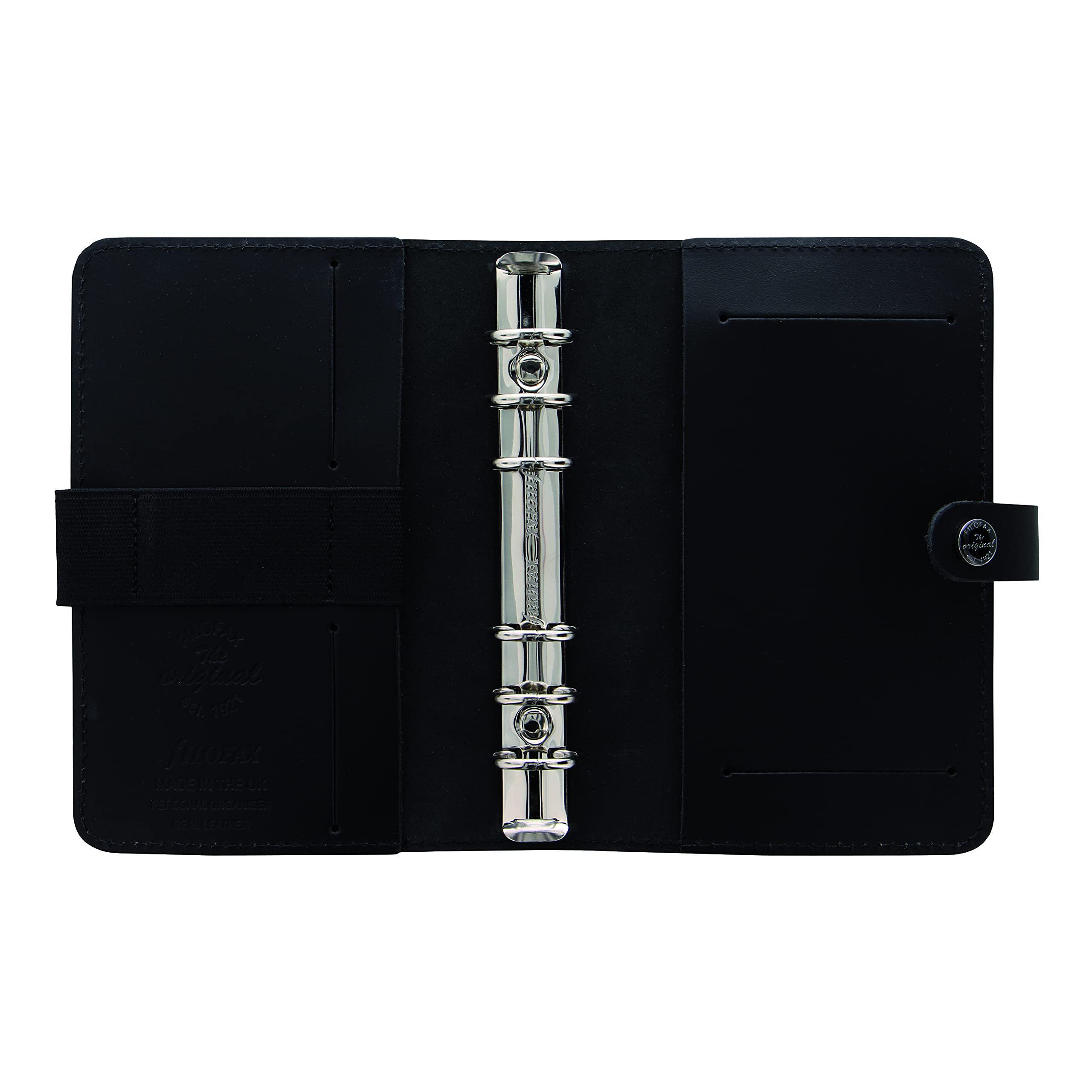 Filofax The Original Organizer, Personal Size, Black - Leather, Six Rings, Week-to-View Calendar Diary, Multilingual, 2022 (C022508-22)