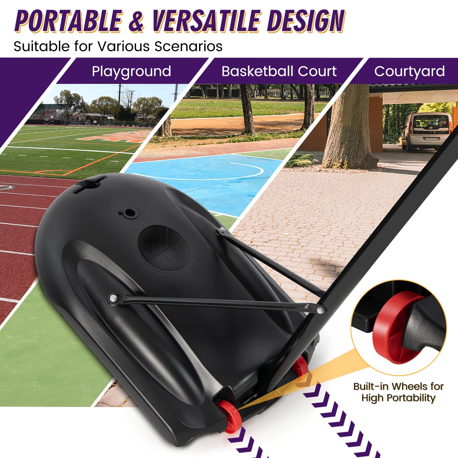 Goplus Portable Basketball Hoop Outdoor, 6.9-8.9 FT Height Adjustable Basketball Goal with 32ββ Shatterproof Backboard, Fillable Base, 2 Nets, 2 Wheels, Indoor Basketball Stand for Kids Youth Adults