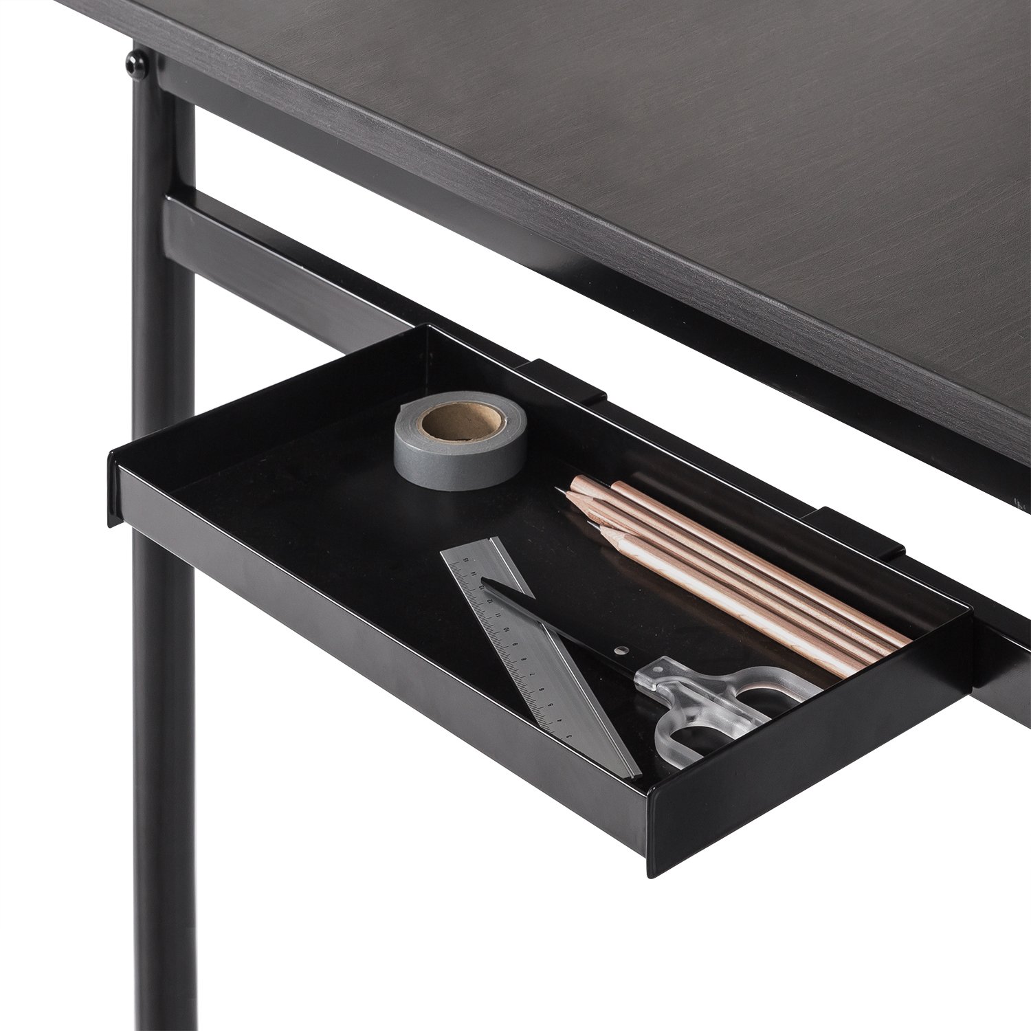 ZINUS Tresa Metal Storage and Monitor Stand Workstation with Espresso Finish, Computer Desk, Easy Assembly, Medium, Black