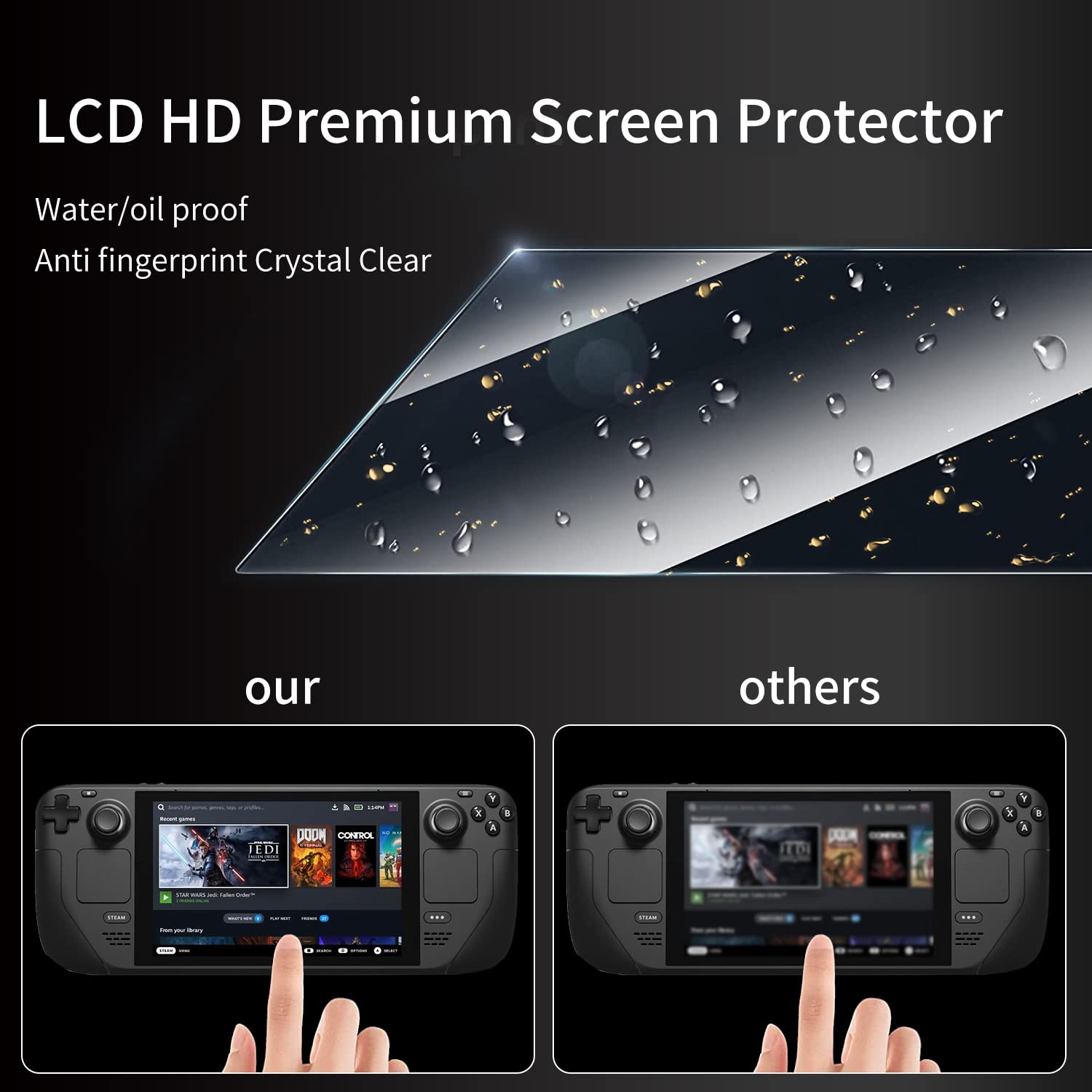 Hosanwell 2-Pack Screen Protector Compatible with Steam Deck, 7 Inch Transparent HD Clear Anti-Scratch Screen Protector