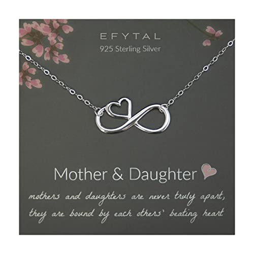 EFYTAL Mother Daughter Jewelry, Sterling Silver Mother Daughter Necklace, Daughter Gifts from Mom, Birthday Gifts for Daughter, Mother to Daughter Gifts from Mom, Gifts for Daughters from Mothers