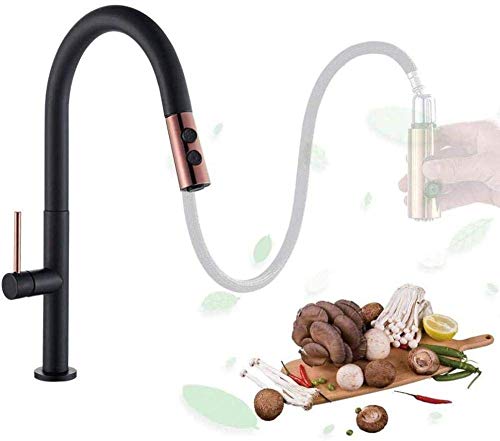 NZDY Faucet Black Kitchen Faucet Rose Gold Pull Out Kitchen Head Deck D Bathroom Kitchen Mixer Tap Dual Function Shower Head Black Style