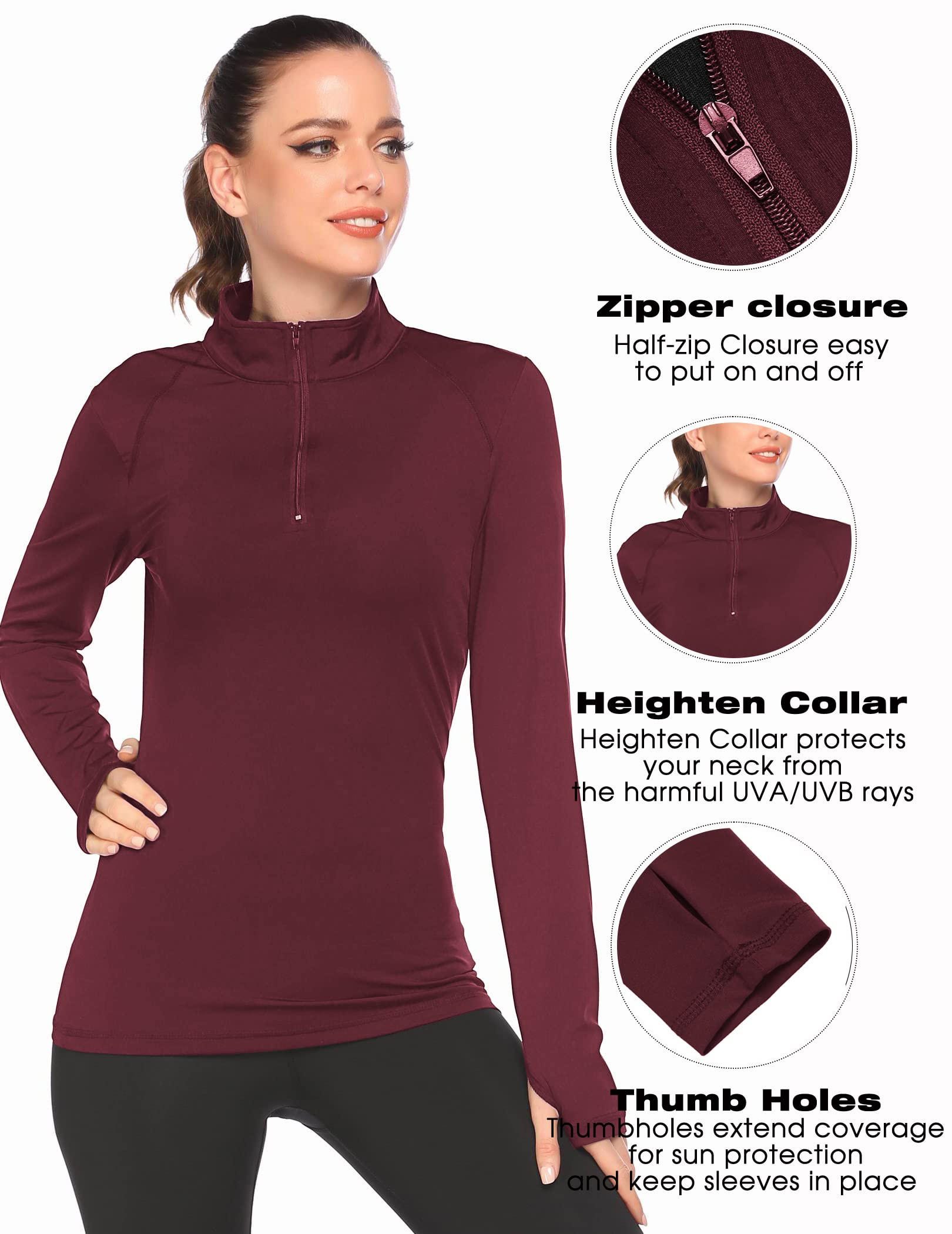 Half Zip Pullover Women Lightweight Quarter Zip Long Sleeve Workout Shirts 1/4 Zip Athletic Fit Active Top (Black,Small)