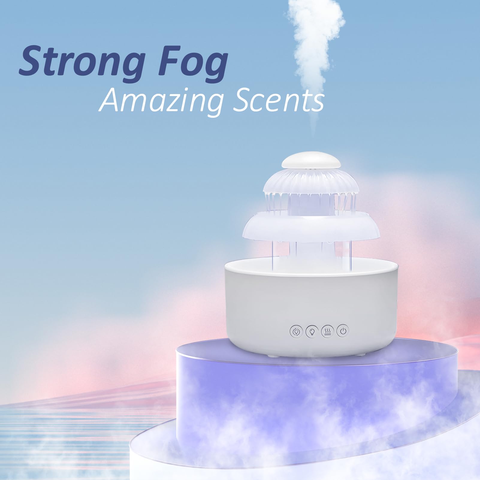LILUOSUO Rain Cloud Humidifier Water Drip, 2 in 1 Humidifier with Aromatherapy Essential Diffuser, 600ml Mushroom Humidifier with 7 Colors, Rain Sounds for for Sleeping Relaxing