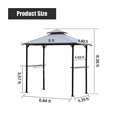 Grill BBQ Canopy Tent Shelter 8'x5' Grill Gazebo BBQ Patio Shelter Canopy for Outdoor 8ft x 5ft Gray