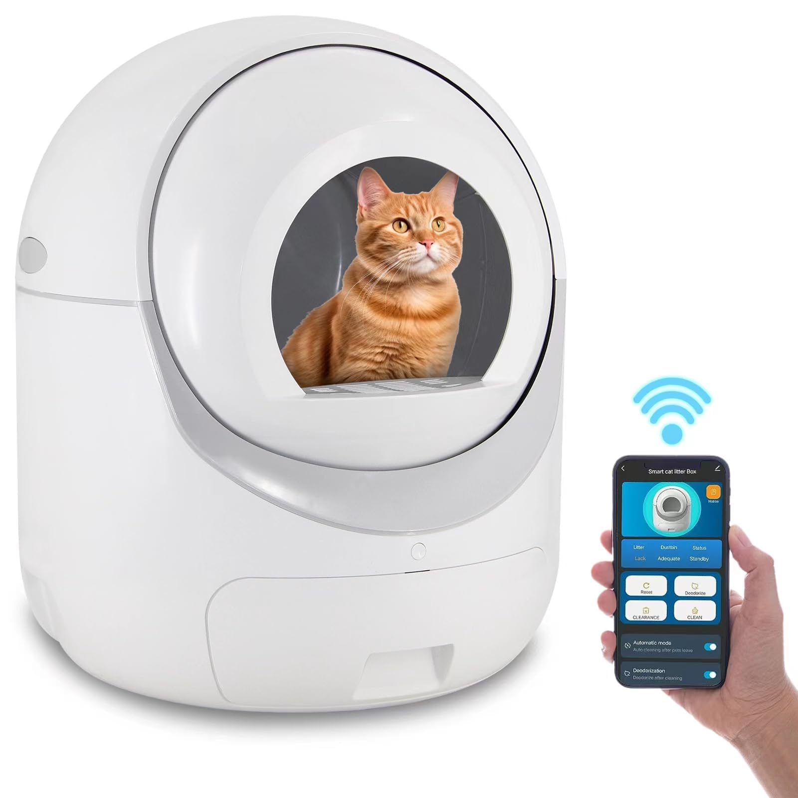 Extra Large Automatic Cat Litter Box, Self Cleaning Cat Litter Box with Smart APP Control, Odor Removal Cat Litter Box for Multiple Cats