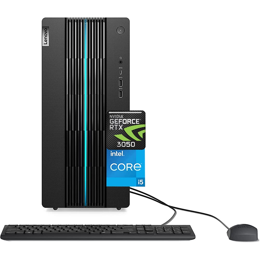 Lenovo 2023 Newest IdeaCentre 5i Gaming Desktop, 12th Intel i5-12400, 16GB DDR4 RAM, 512GB SSD, 1TB HDD, NVIDIA GeForce RTX 3050 Graphics, Mouse&Keyboard, Windows 11 Home, Black, Bundle with JAWFOAL