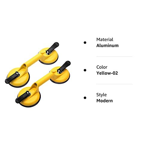 FCHO Suction Cups Heavy Duty Aluminum Vacuum Plate Handle Glass Holder Hooks to Lift Large Glass/Tile Lifter/Moving Glass/Pad for Lifting/Dent Puller (2 Pack)