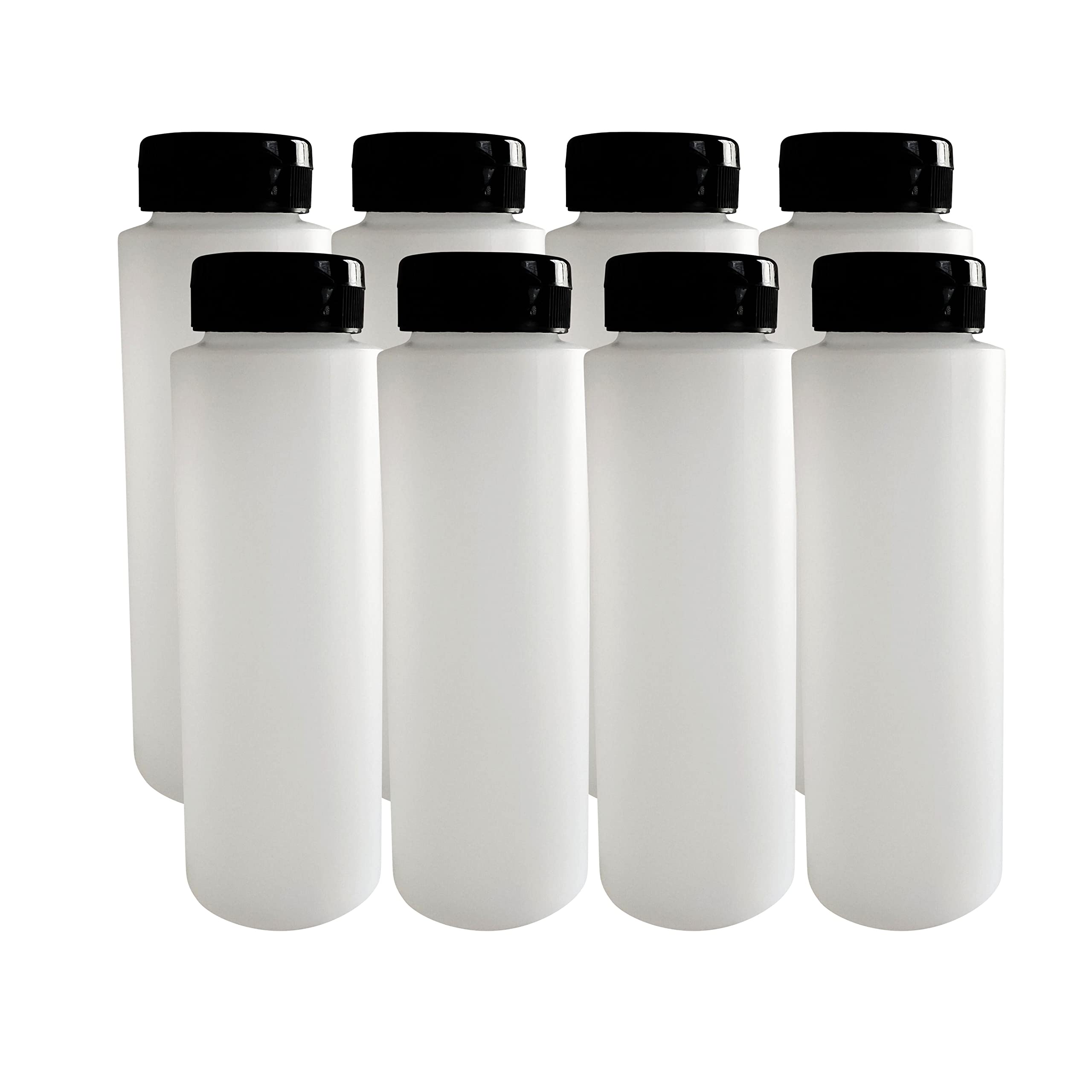 kelkaa 16oz HDPE Plastic Squeeze Bottles with Wide Mouth Opening, Black Flip Top Caps for Condiments and Any Thick Liquid Products, MultiPurpose Refillable Empty Bottles, Cap Size 38mm400 (Pack of
