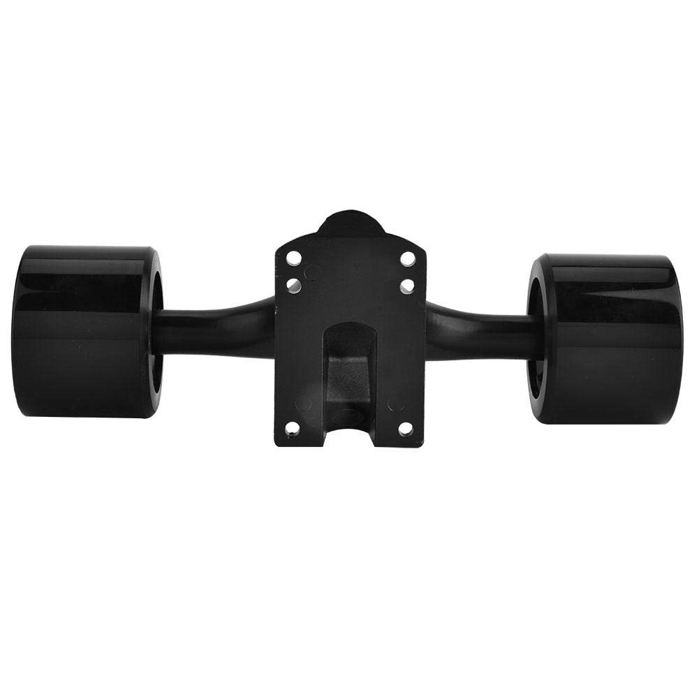 Fafeims 2pcs/Set 10.24in Skateboard Longboard Truck Combo Set with Wheel Riser Pad Bearing Hardware Accessory (Black Shaft Black Wheel)