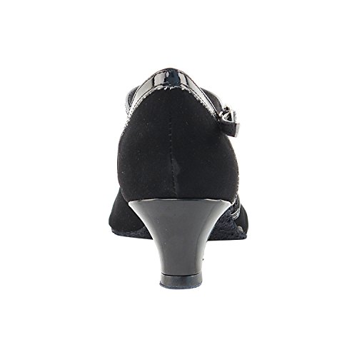 GP 50 Shades of Low Kitten Heel Dance Dress Shoes: 9627 Black Nubuck & Black Trim,1.3" Heel, Size 11 (Special Order)