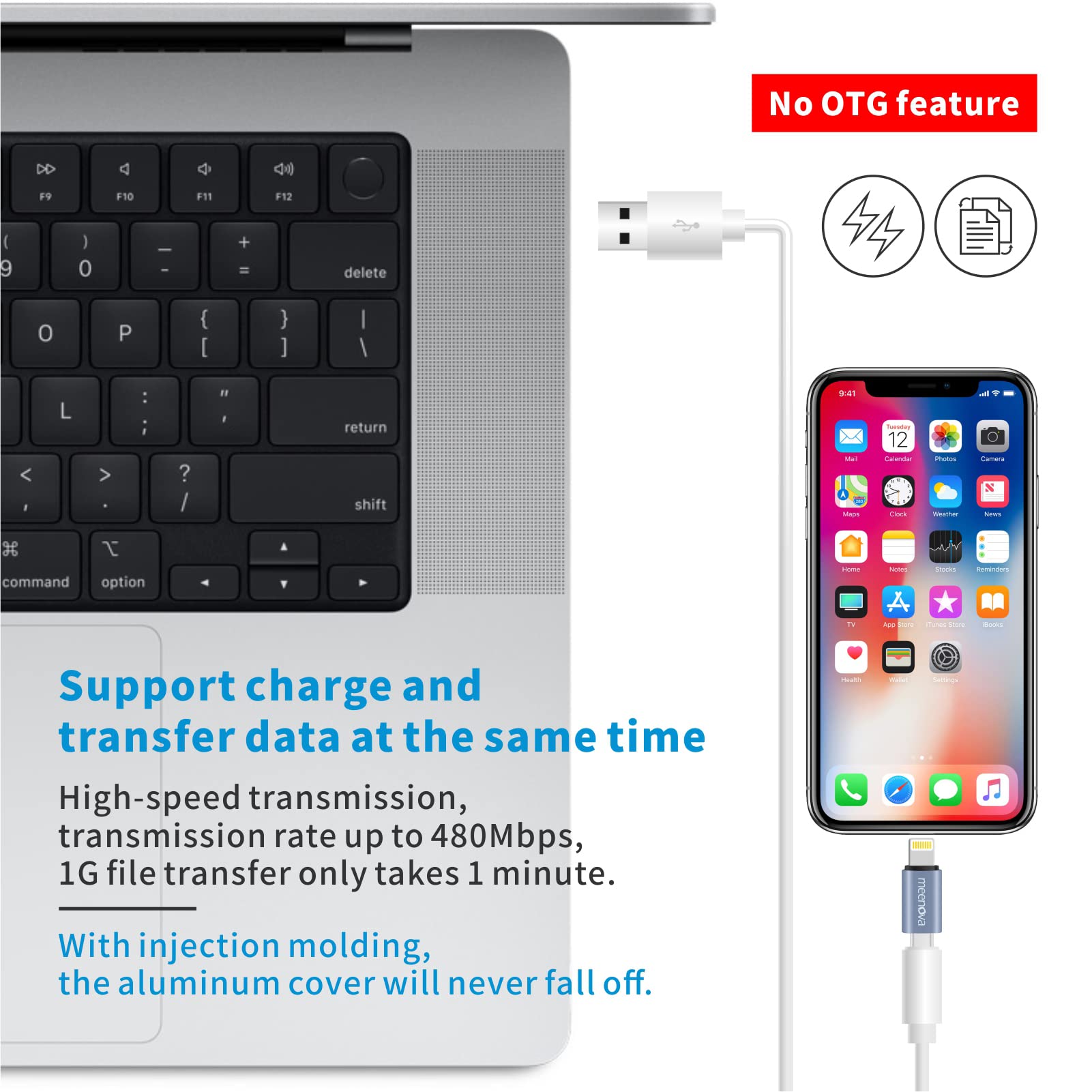 Meenova 30W/27W USB C to Lighti-ng Adapter Type C to Lighting Converter, Type C to Adaptor - Compatible with 14 13 12 Pro Max, with Silicone Sleeves
