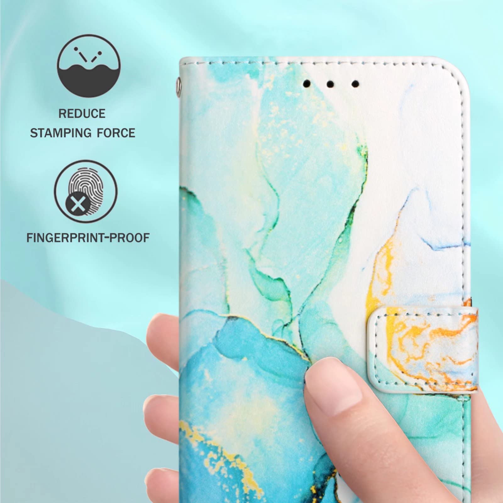 FTRONGRT Case for Tecno Camon 17, with Mobile Phone Holder, Fall-Proof, Suitable for Tecno Camon 17 Folding Mobile Phone Leather Protective Shell.Green