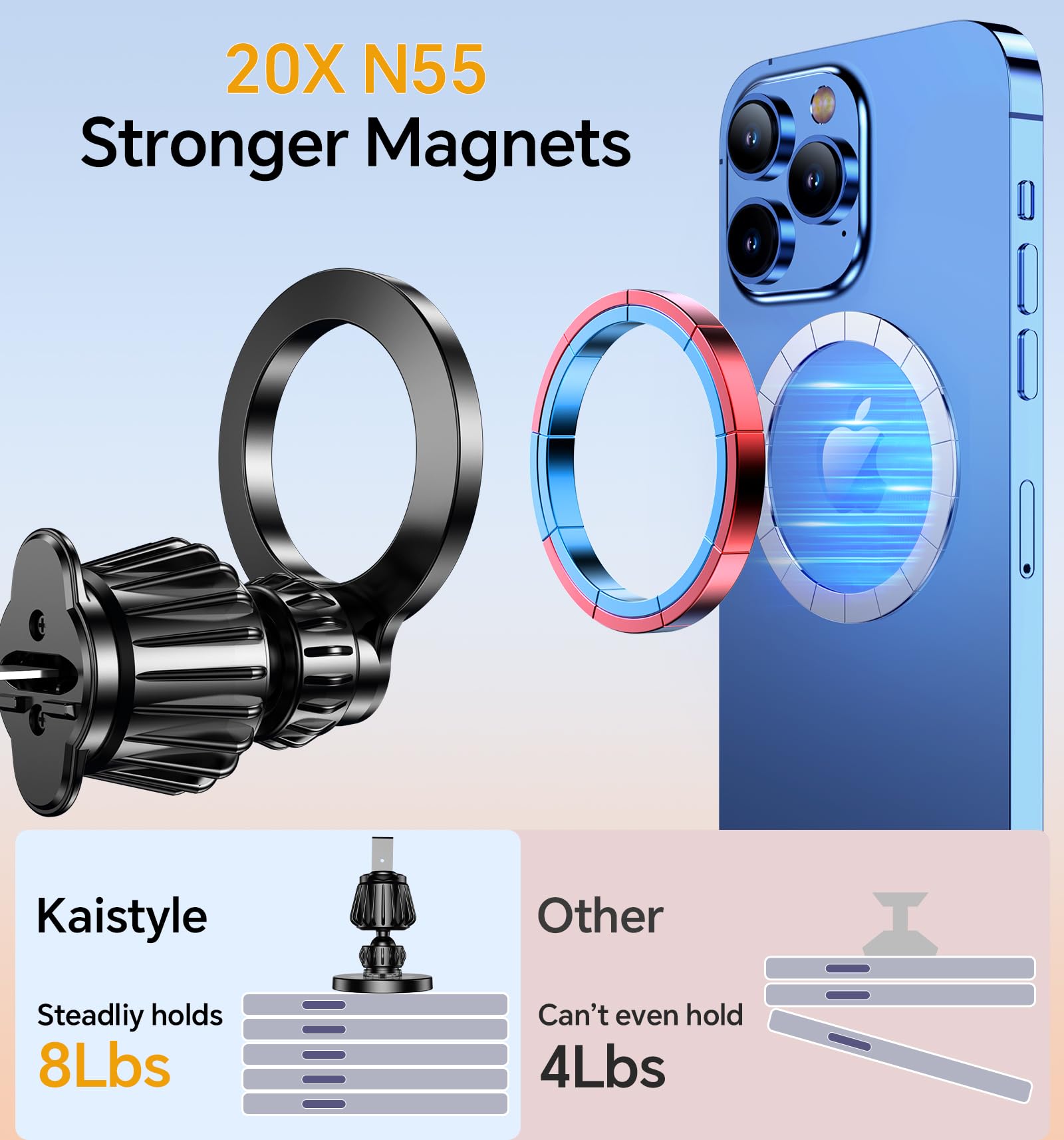 for iPhone Magsafe car Mount Vent【20 Strong Magnets 】Magnetic Phone Holder for Car Vent Cell Phone Holder Car Mount, Hands Free Car Phone Holder for Car for iPhone 15 14 13 Pro Plus Max Mag Safe Case