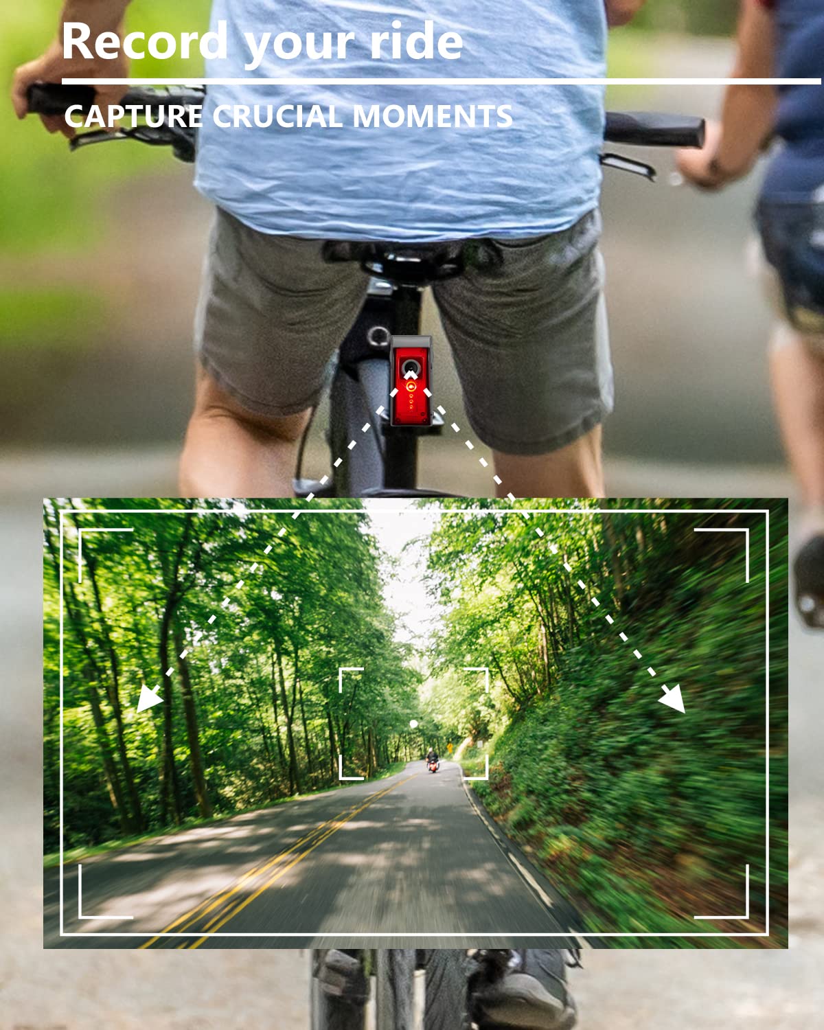 GIZTEK Rear Bike Light Camera Combo, 1080P Full HD, Built-in Rechargeable Battery, 32GB Memory Card Included, Rear Cycling Camera with Tail Light