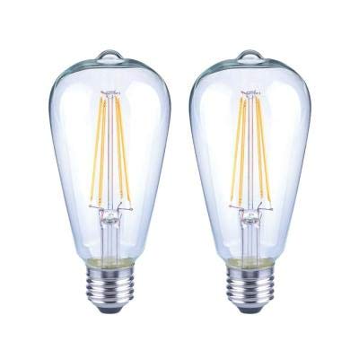EcoSmart 40-Watt Equivalent ST19 Antique Edison Dimmable Clear Glass Filament Vintage Style LED Light Bulb Soft White (2-Pack)