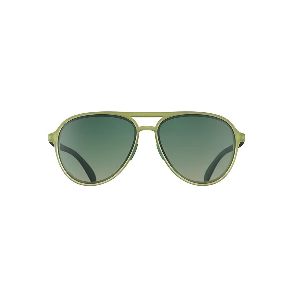 goodr Buzzed On The Tower Polarized Aviator Sunglasses for Men & Women, Green Solid Frames with Green Gradient Lens, UV400 Protection, Non Slip