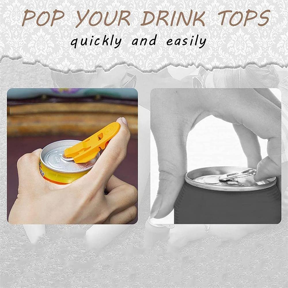 lfjfaecx Manual Easy Can Opener, 2/6/12 Pcs Soda Beer Can Opener Beverage Can Protector, Premium Plastic Shields Tab Openers for Pop, Cover Beer or Soda Cans at Picnic, BBQ (12pcs)